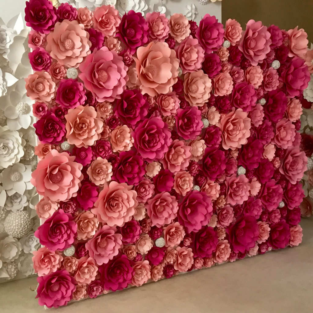 Pink flower wall- Paper flower backdrop-#10 - Mahi Rehan